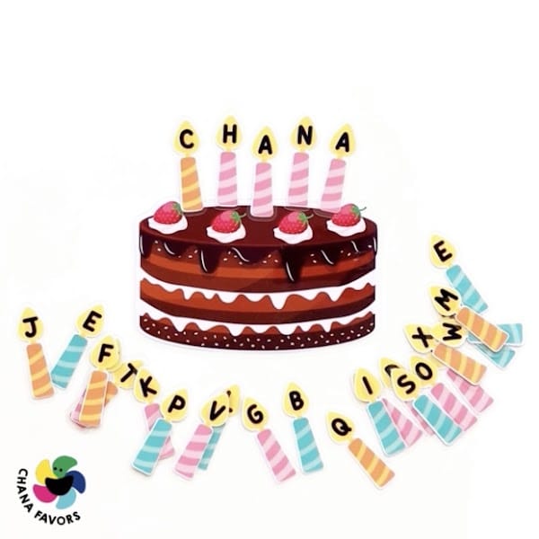 Name Activity with Birthday Cake Candles - CHANAFAVORS